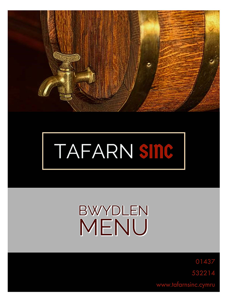 Bwydlen | Tafarn Sinc, Rhos-y-bwlch, Cymdeithas Tafarn Sinc