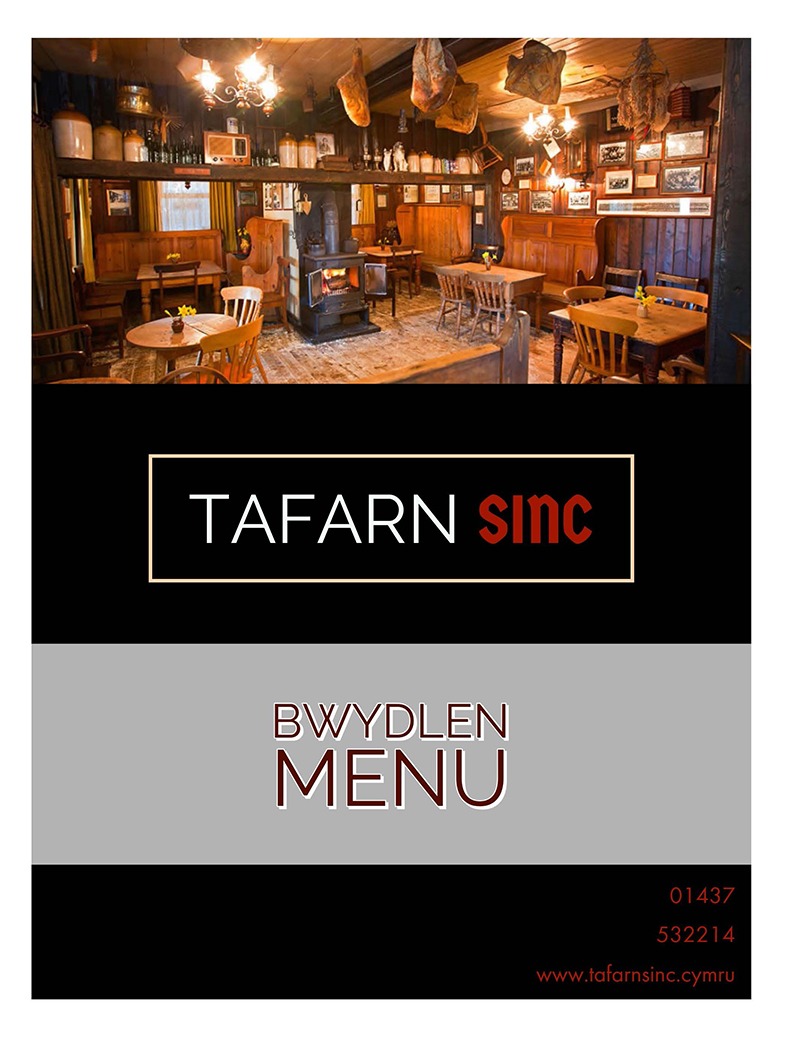 Bwydlen | Tafarn Sinc, Rhos-y-bwlch, Cymdeithas Tafarn Sinc